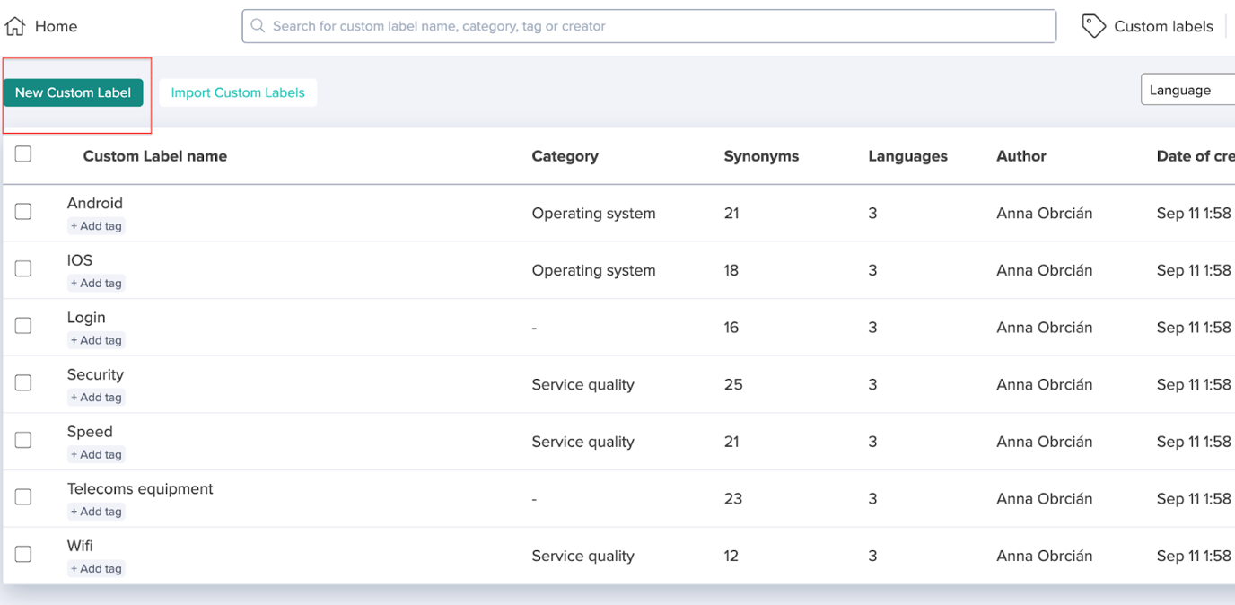 Custom Label Creation & Management