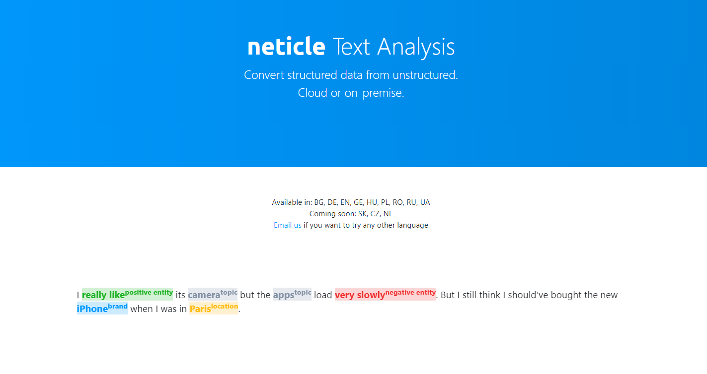 Neticle Text Analysis API